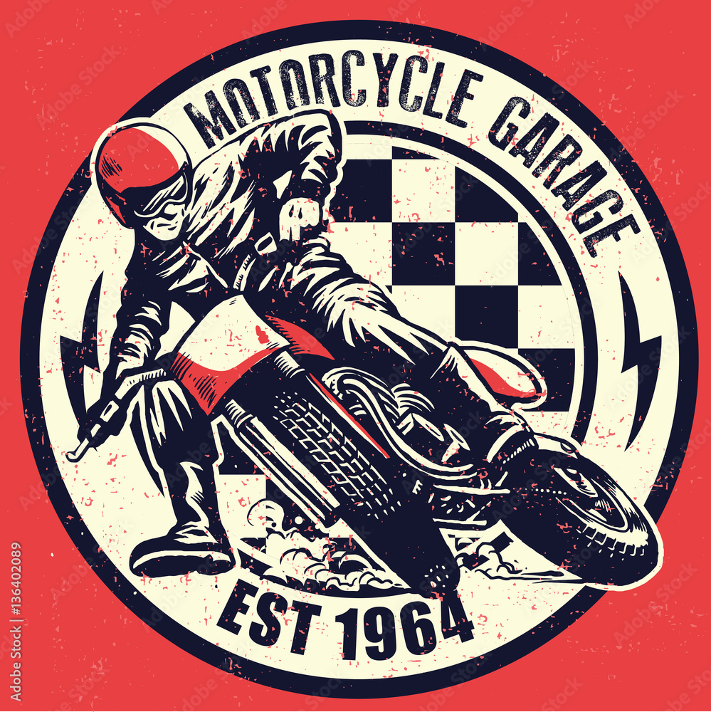 VIntage motorcycle garage design with dirty texture Stock Vector ...