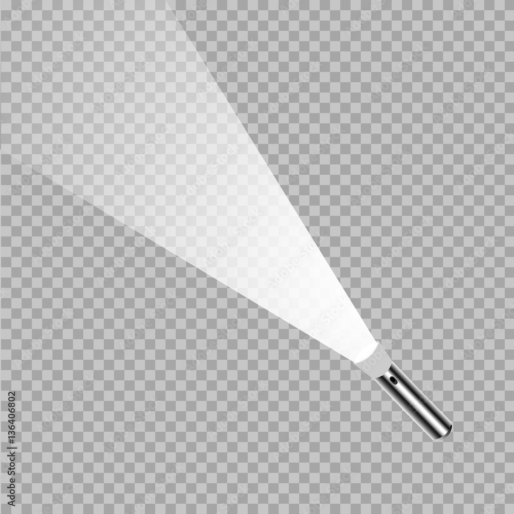 Black flashlight on transparent background. Light effect. Vector ...