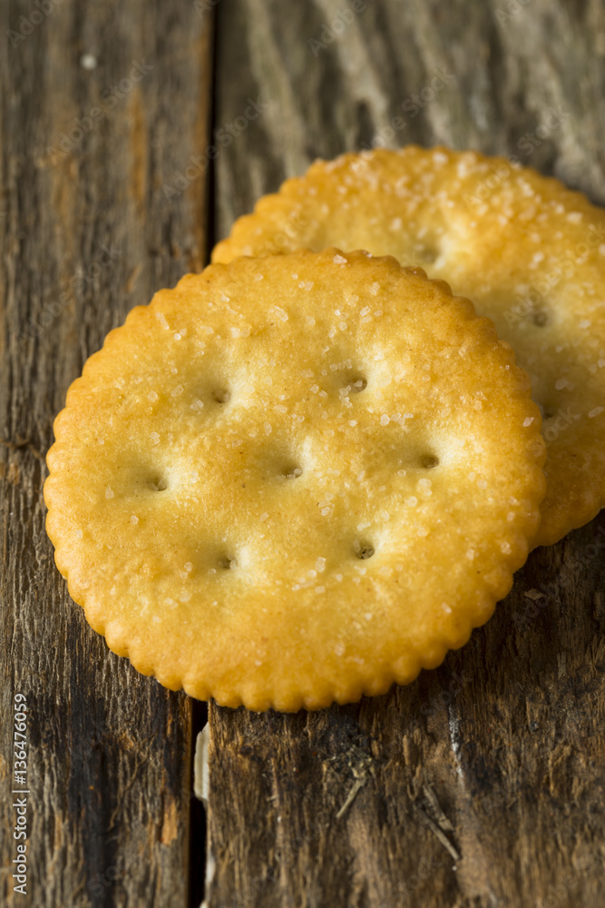 Round Salty Yellow Crackers Stock Photo | Adobe Stock