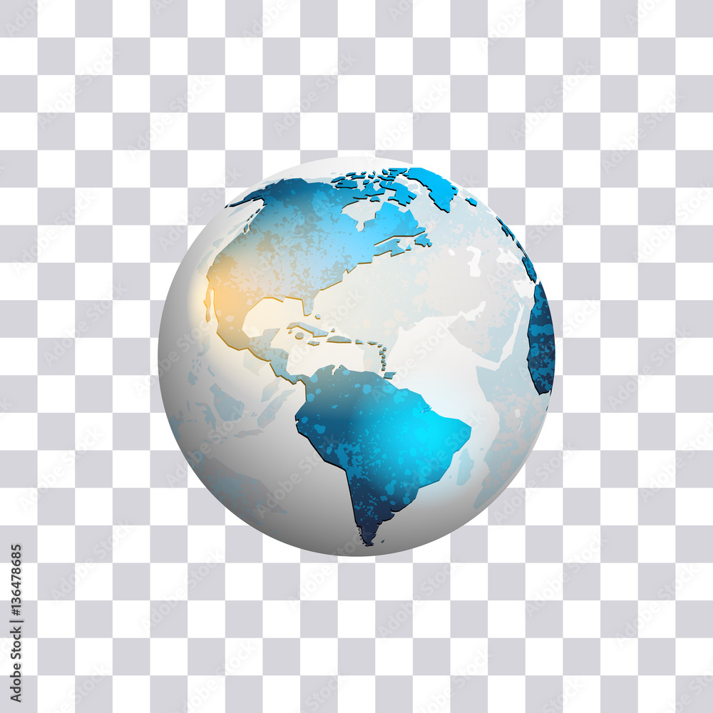 American Continent. Earth. Globe isolated on transparent background ...
