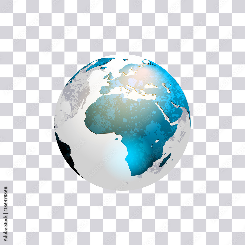 Earth. Globe isolated on transparent background. World map. Vector ...