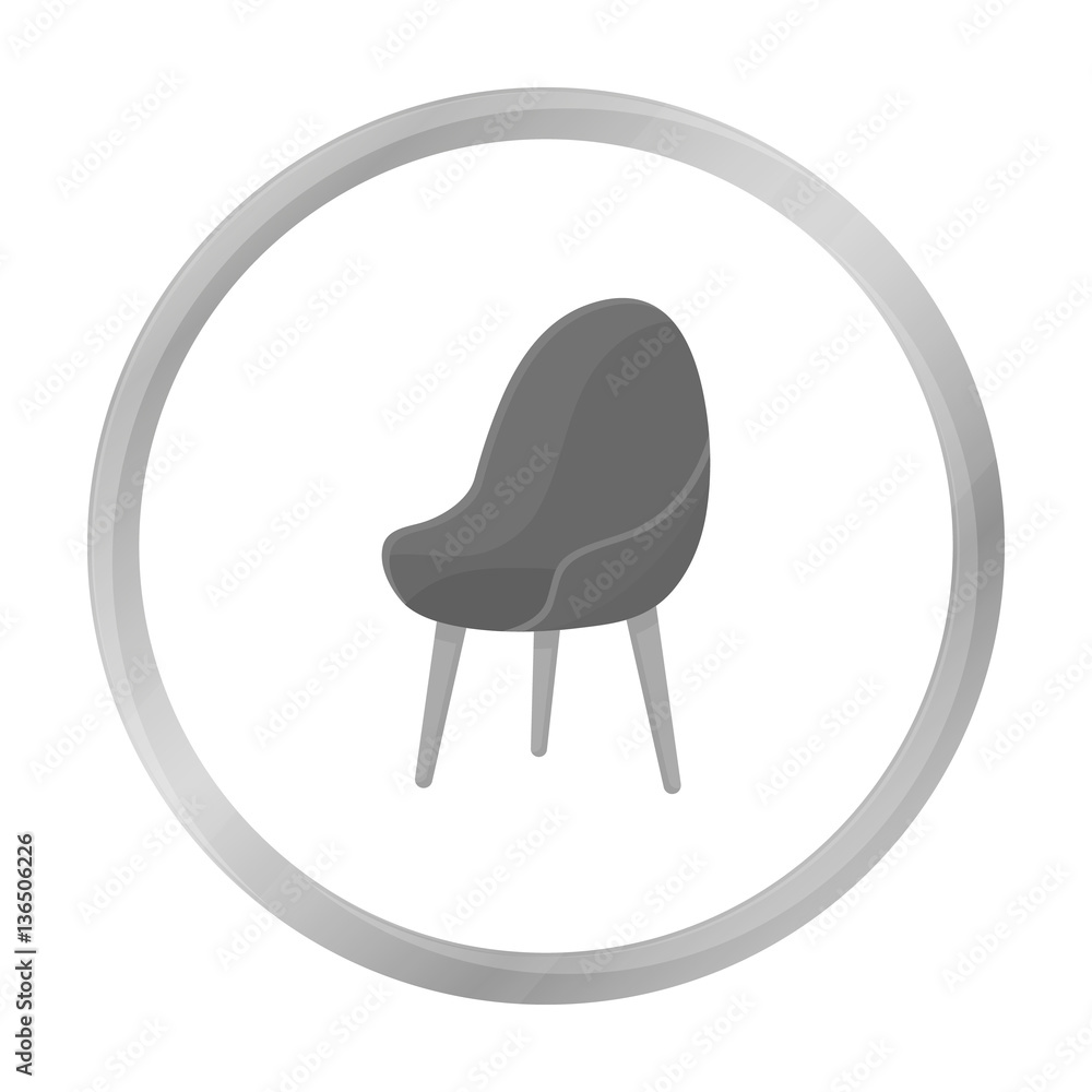 Red oval chair icon in monochrome style isolated on white background ...