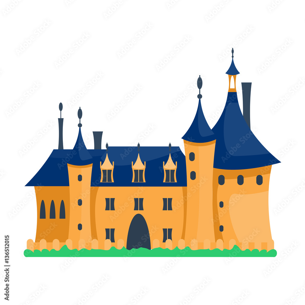 Cartoon castle architecture vector illustration Stock Vector | Adobe Stock