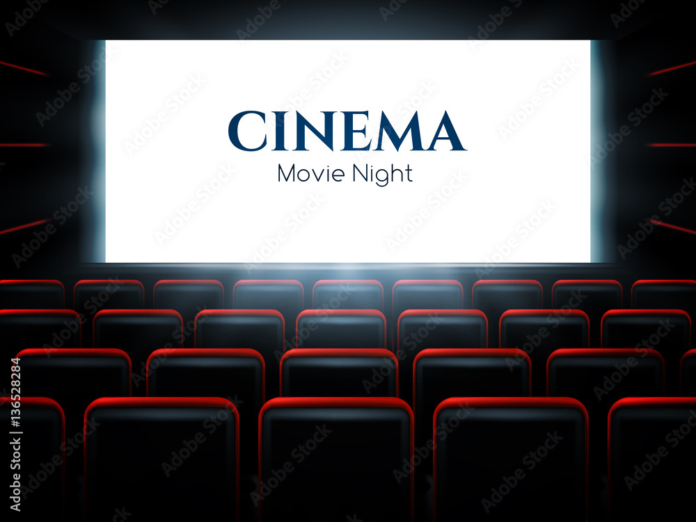 Movie cinema premiere poster design with white screen. Vector ...
