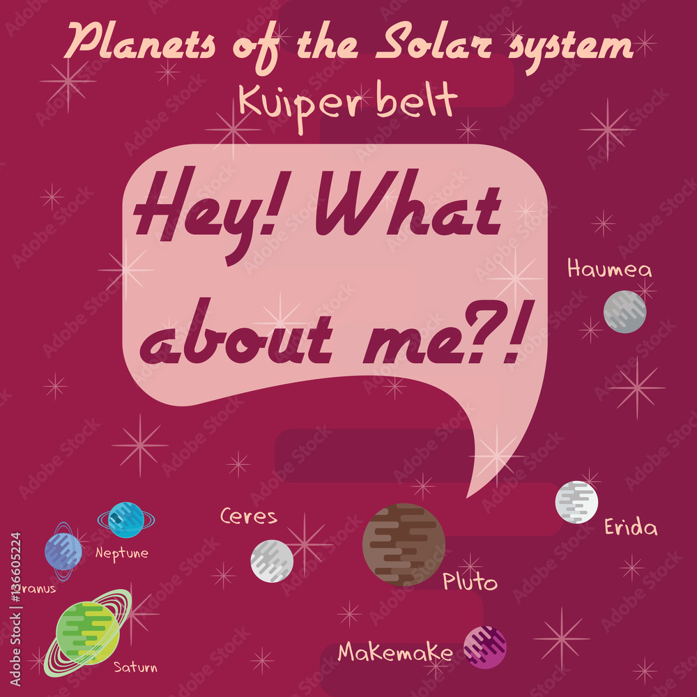 Planets of Solar system in flat style. Kuiper belt according to new ...