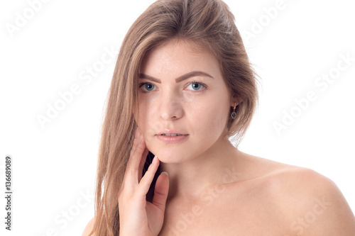 Portrait of a beautiful girl without makeup close-up Stock Photo ...