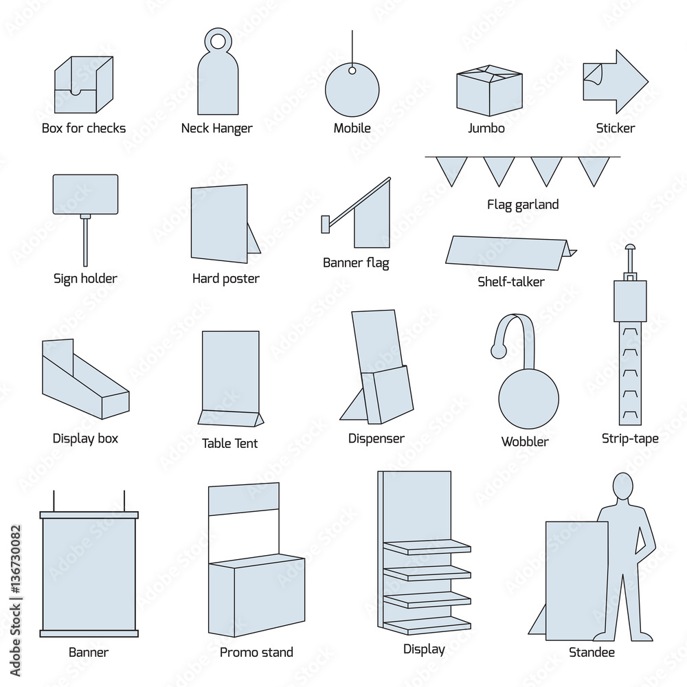 Point Of Sales Materials. Vector set isolated on white. Stock Vector ...