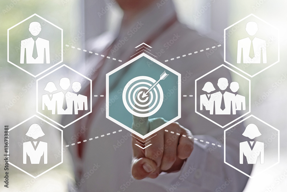 Foto Business, technology and internet concept - businesswoman presses ...