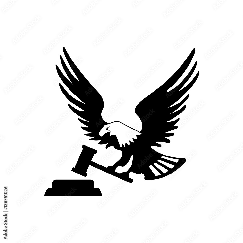 Eagle bird with hammer and anvil isolated on white backgroundicon ...