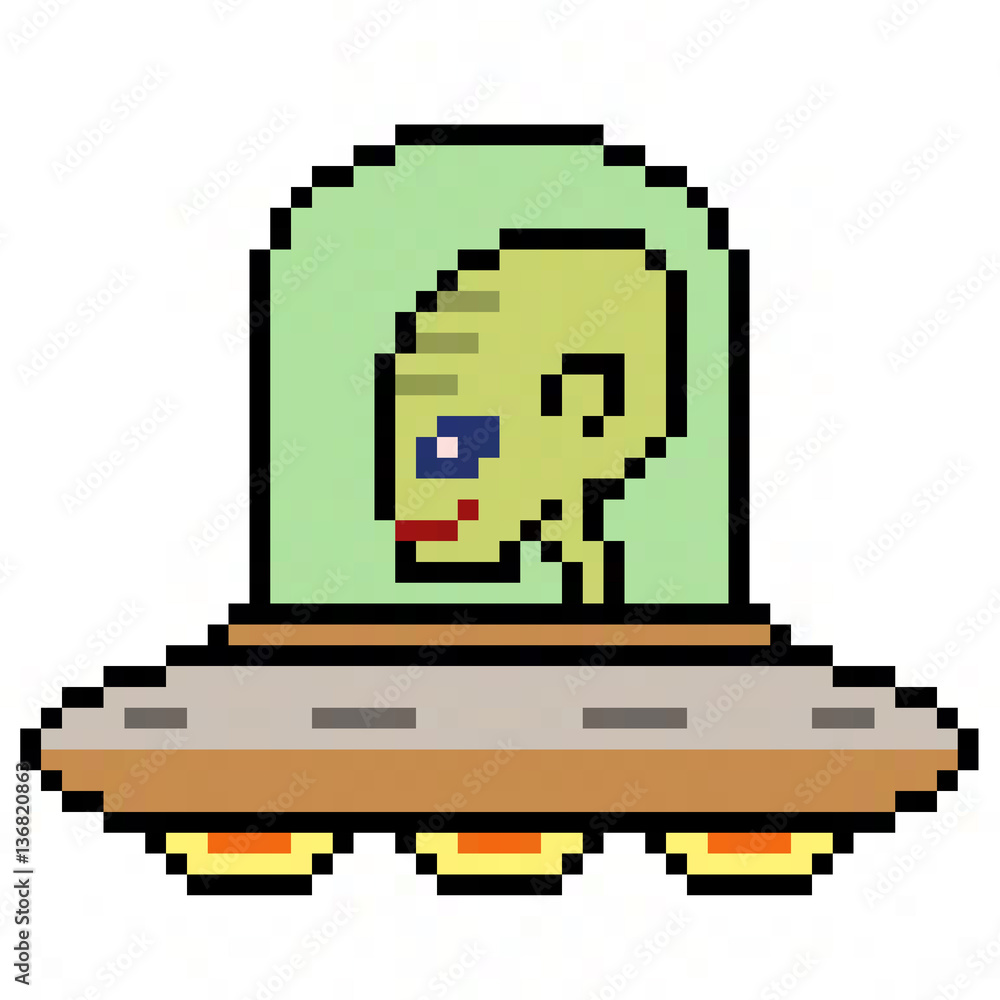 pixel art alien ufo Stock Illustration | Adobe Stock