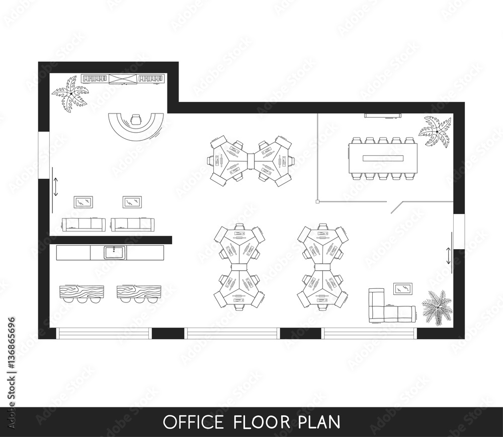 Office interior project top view plan Stock Vector | Adobe Stock