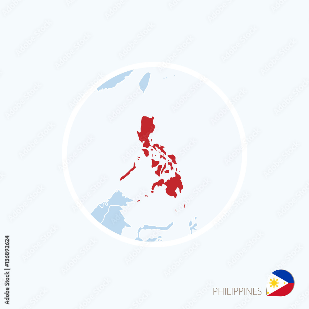 Map icon of Philippines. Blue map of Asia with highlighted Philippines ...