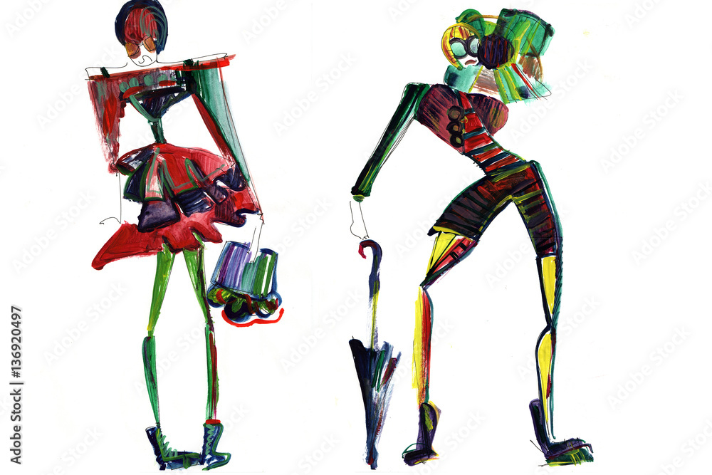 female figure. abstract, fashion illustration-12 Stock Illustration ...