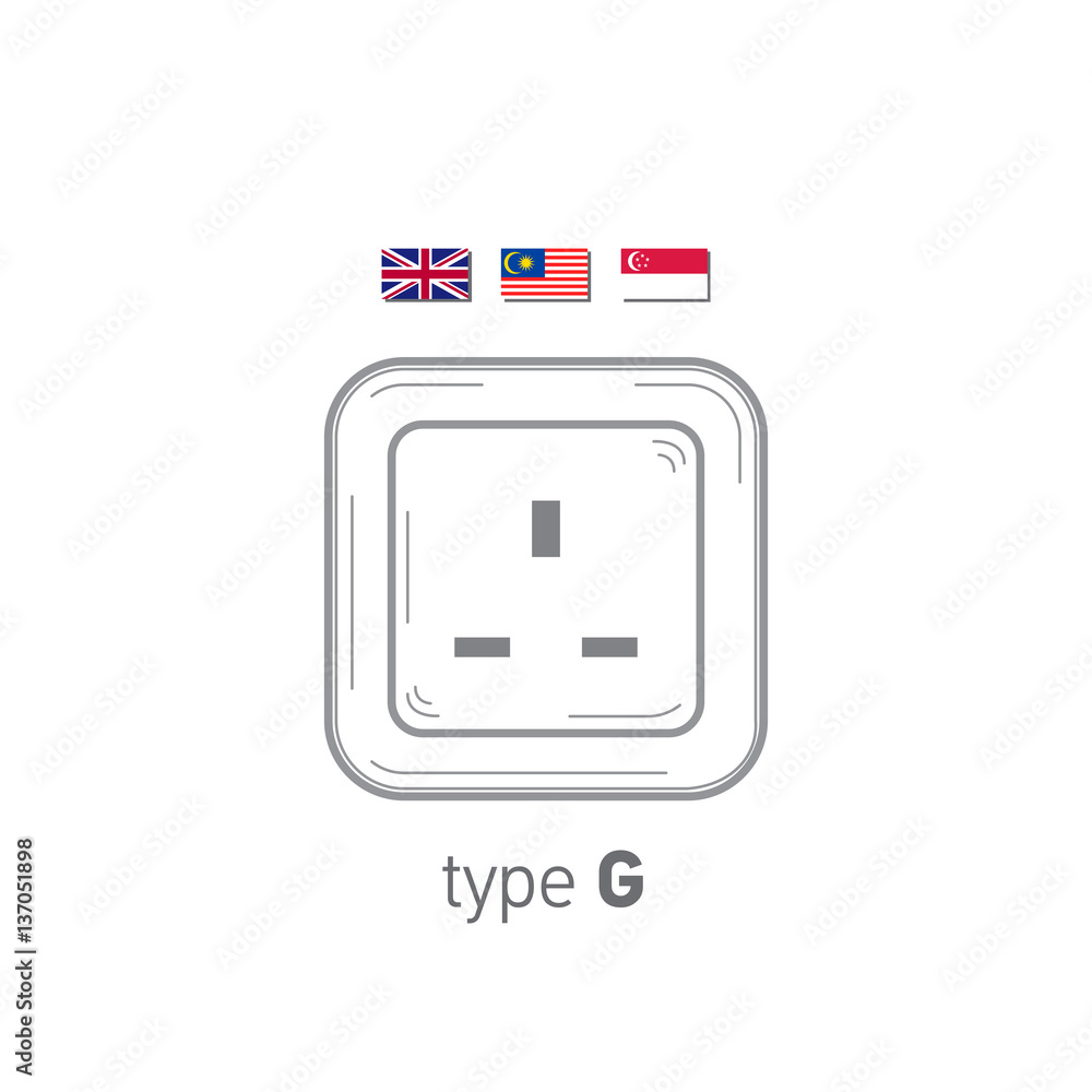 Sockets icon. Type G. AC power sockets realistic illustration ...