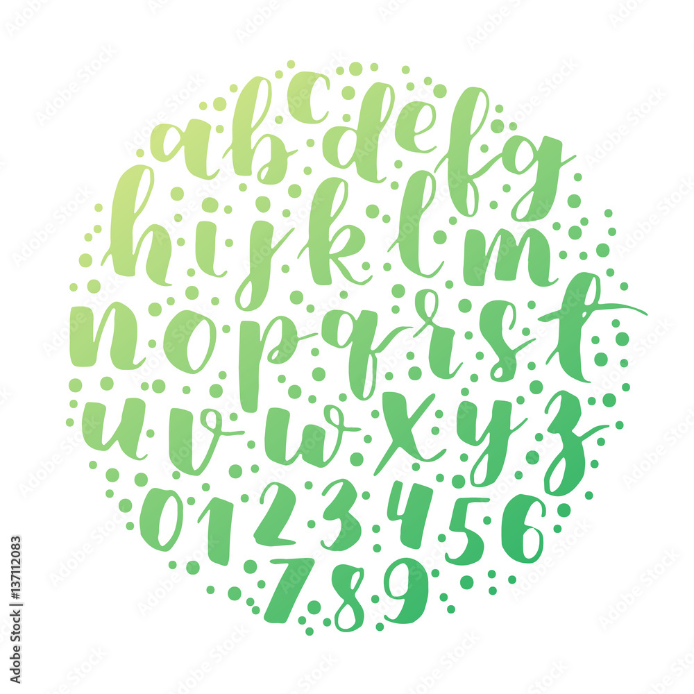 hipster gradient hand lettering alphabet design, handwritten brush ...