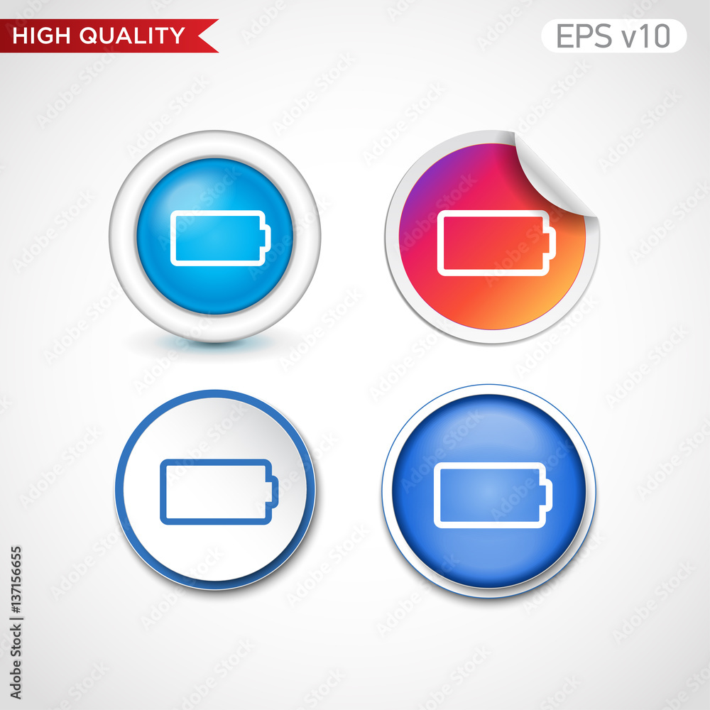 Battery level icon. Button with battery level icon. Modern UI vector ...