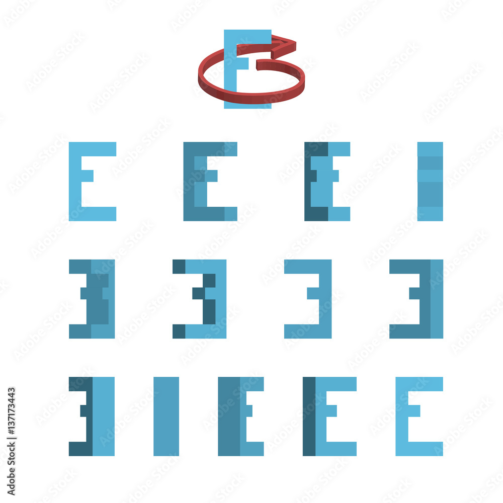 Sheet of sprites. Rotation of cartoon 3d letter E. Stock Vector | Adobe ...