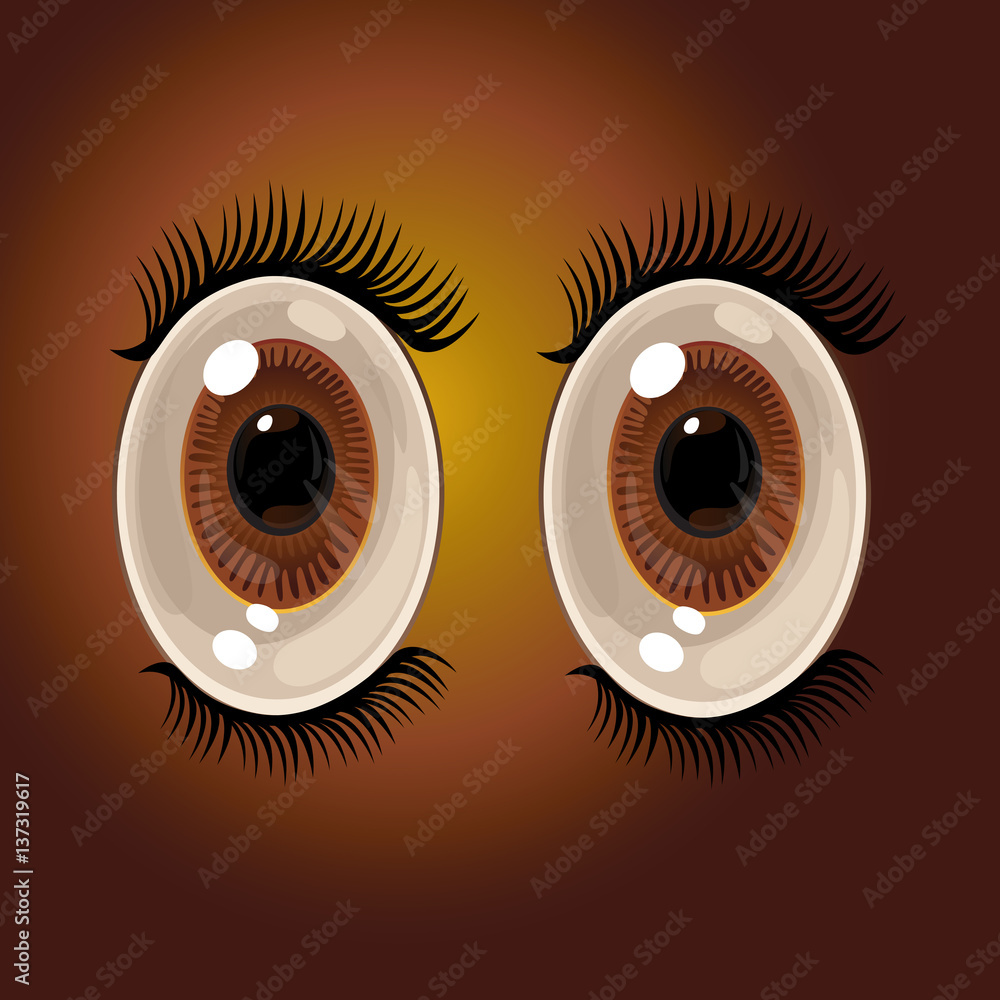 Big oval cartoon eyes. Wide open anime style eyes with long eyelashes ...