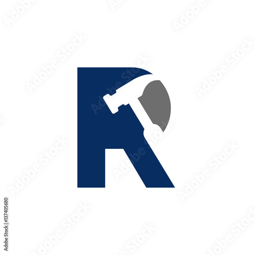R Letter - Hammer Logo Simple Stock Vector | Adobe Stock