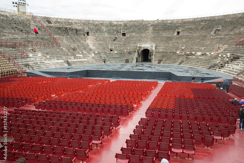 Roman amphitheatre in Verona, Italy. The place of annual festival ...