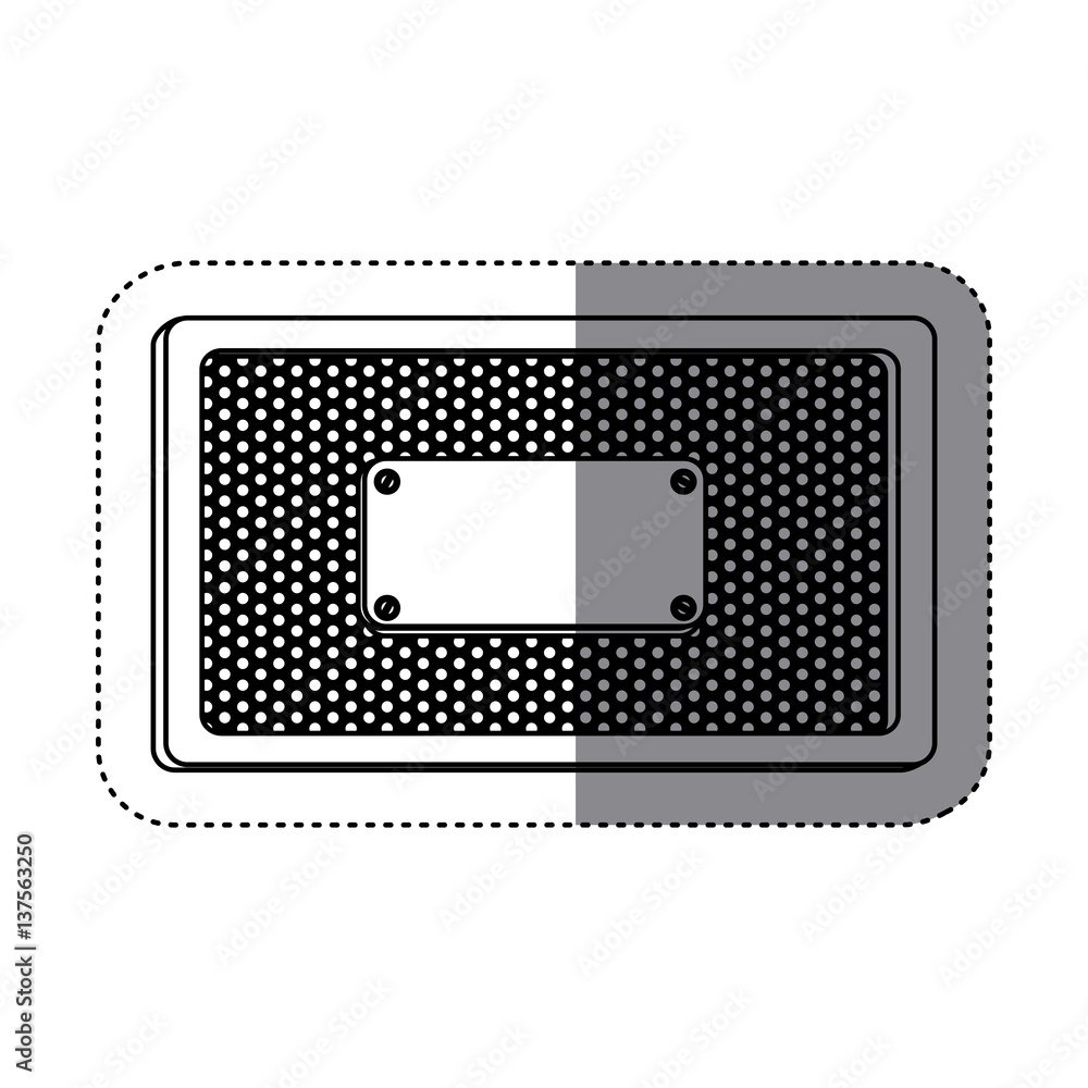 sticker silhouette rectangle frame metallic with grill perforated and ...