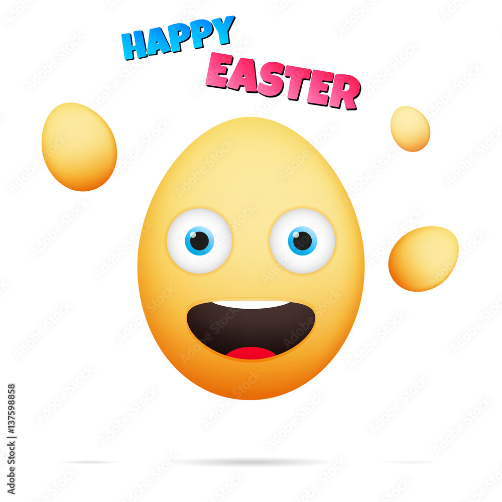Happy Easter. Emoticon for Easter. Egg emoji in cartoon style. Stock ...