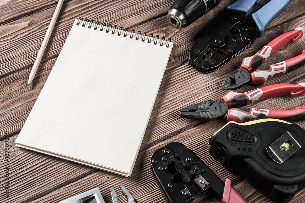 Instruments on wooden table Stock Photo | Adobe Stock
