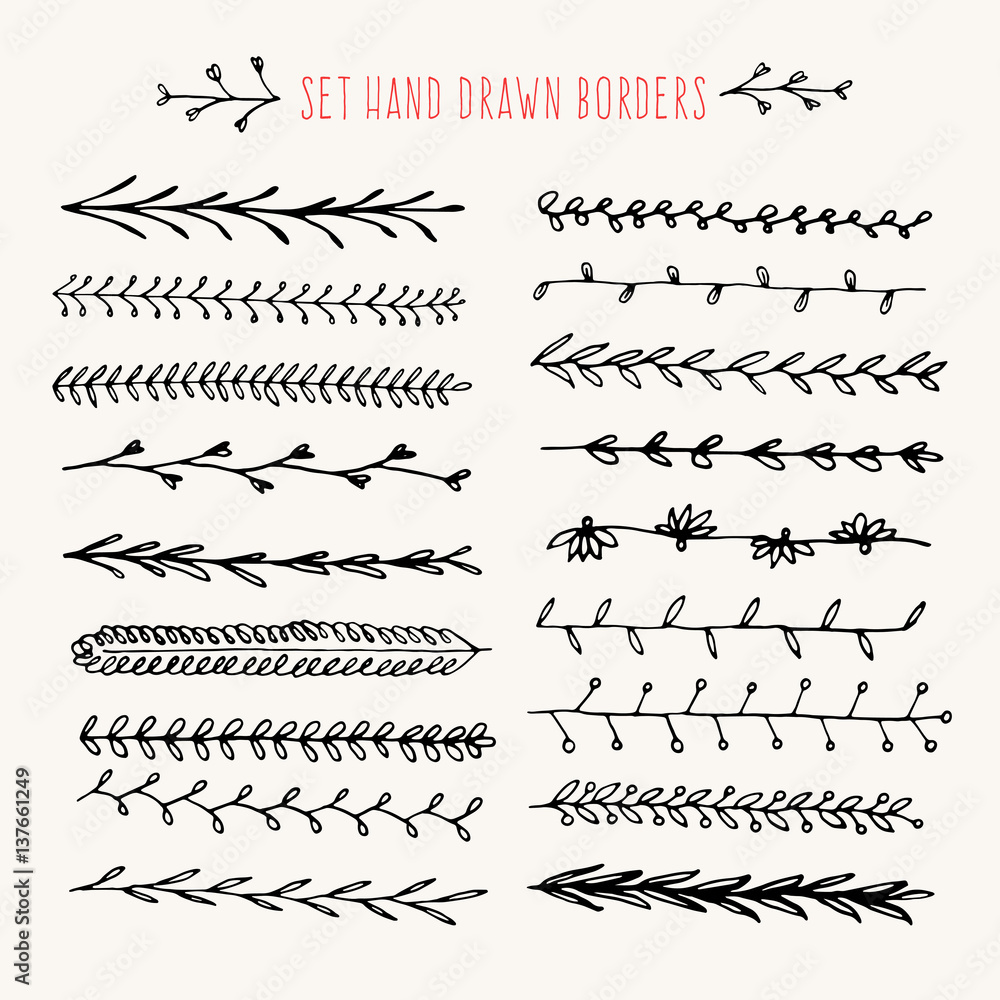 Set hand drawn line border. Stock Vector | Adobe Stock