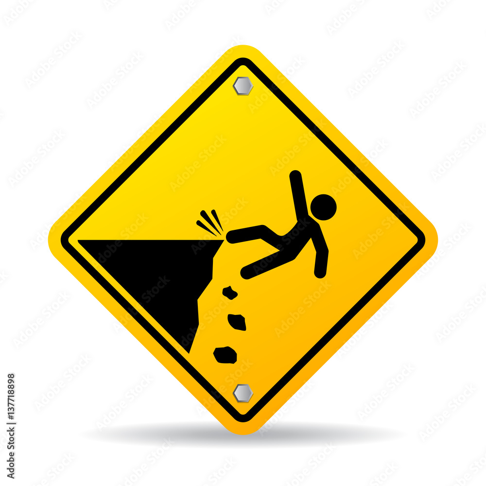 Danger Cliff Vector Sign, Stay Back - Stock - GamesAgeddon