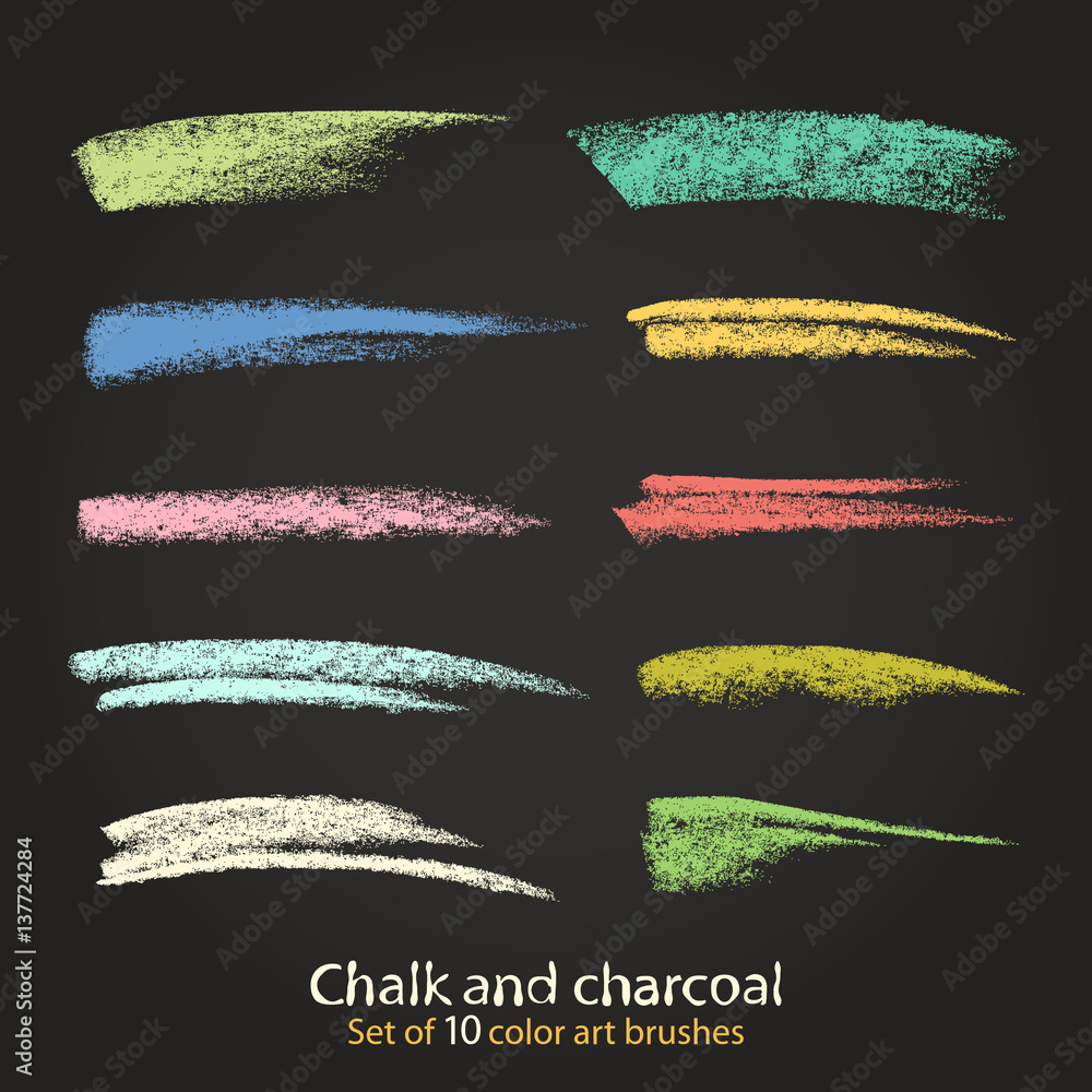 A set of vector brushstrokes. Chalk and charcoal. Grunge texture ...