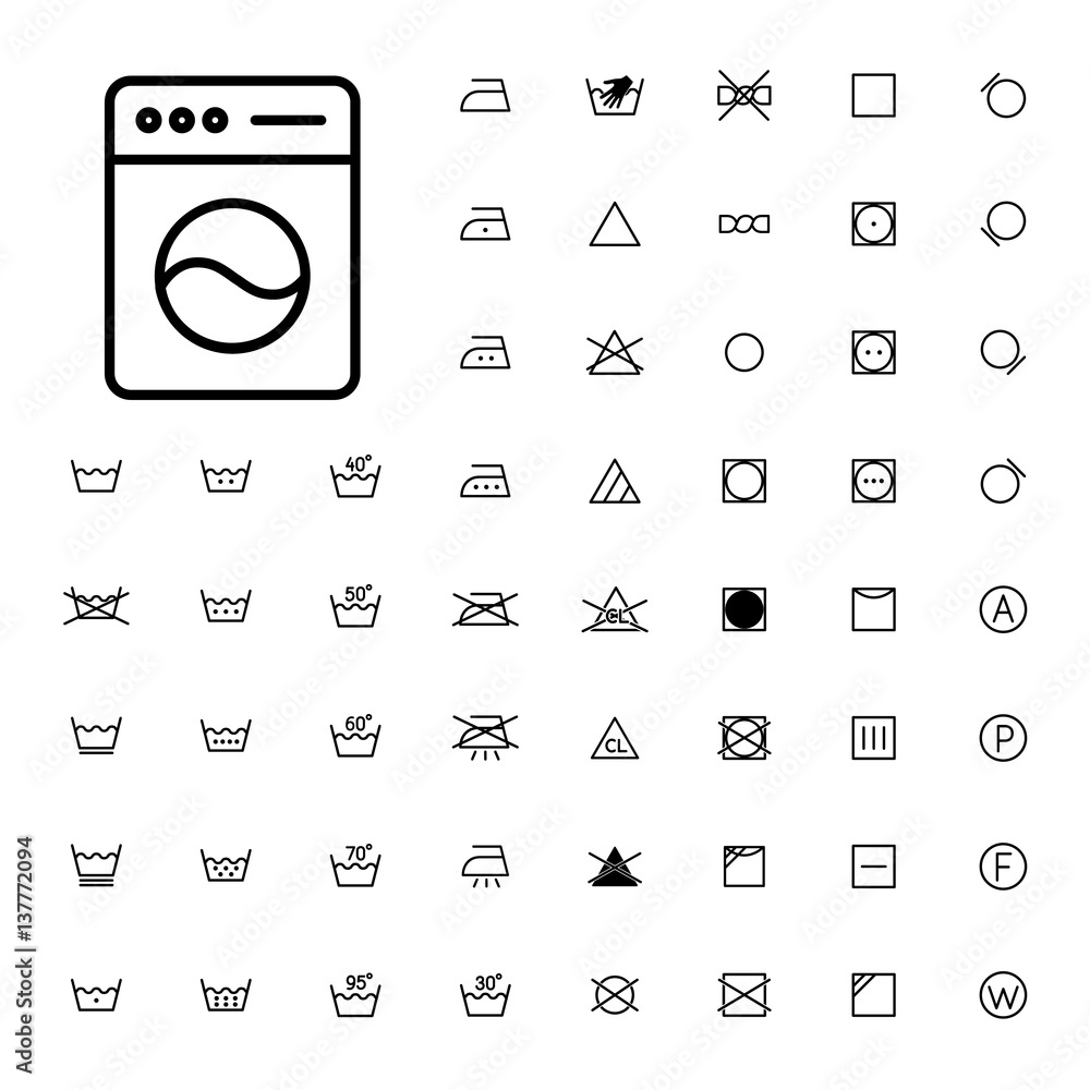 machine washing laundry symbols icons set Stock Vector | Adobe Stock