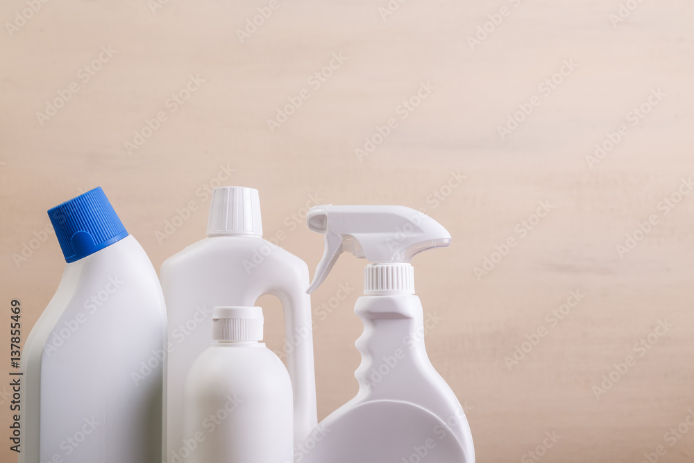 Mock-up plastic bottles. Cleaning products, washing wc cleaner. Mockup ...