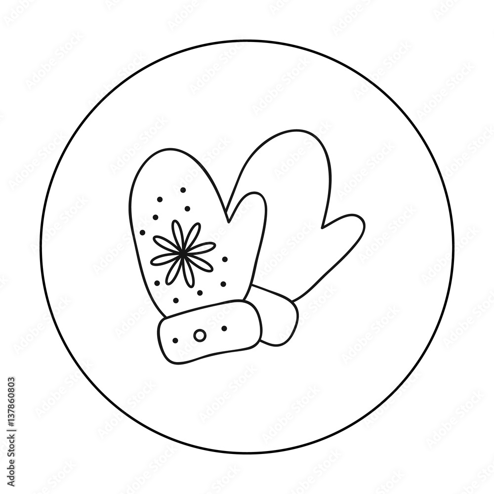 Mittens icon in outline style isolated on white background. Ski resort ...
