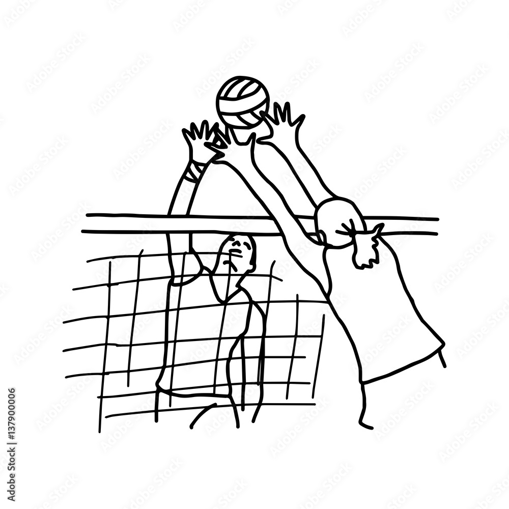 volleyball player - vector illustration sketch hand drawn with black ...