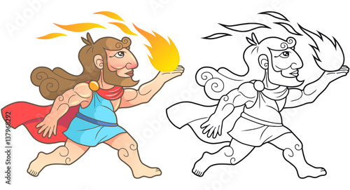 Greek god Prometheus brings fire people Stock Illustration | Adobe Stock