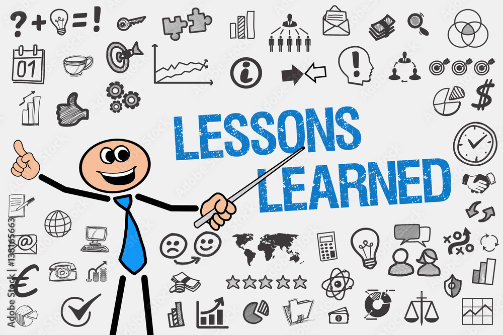 Stock-Illustration „Lessons Learned / Mann mit Symbole“ | Adobe Stock