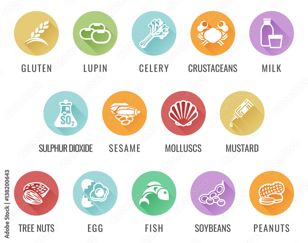 Allergen Food Allergy Icons Stock Vector | Adobe Stock