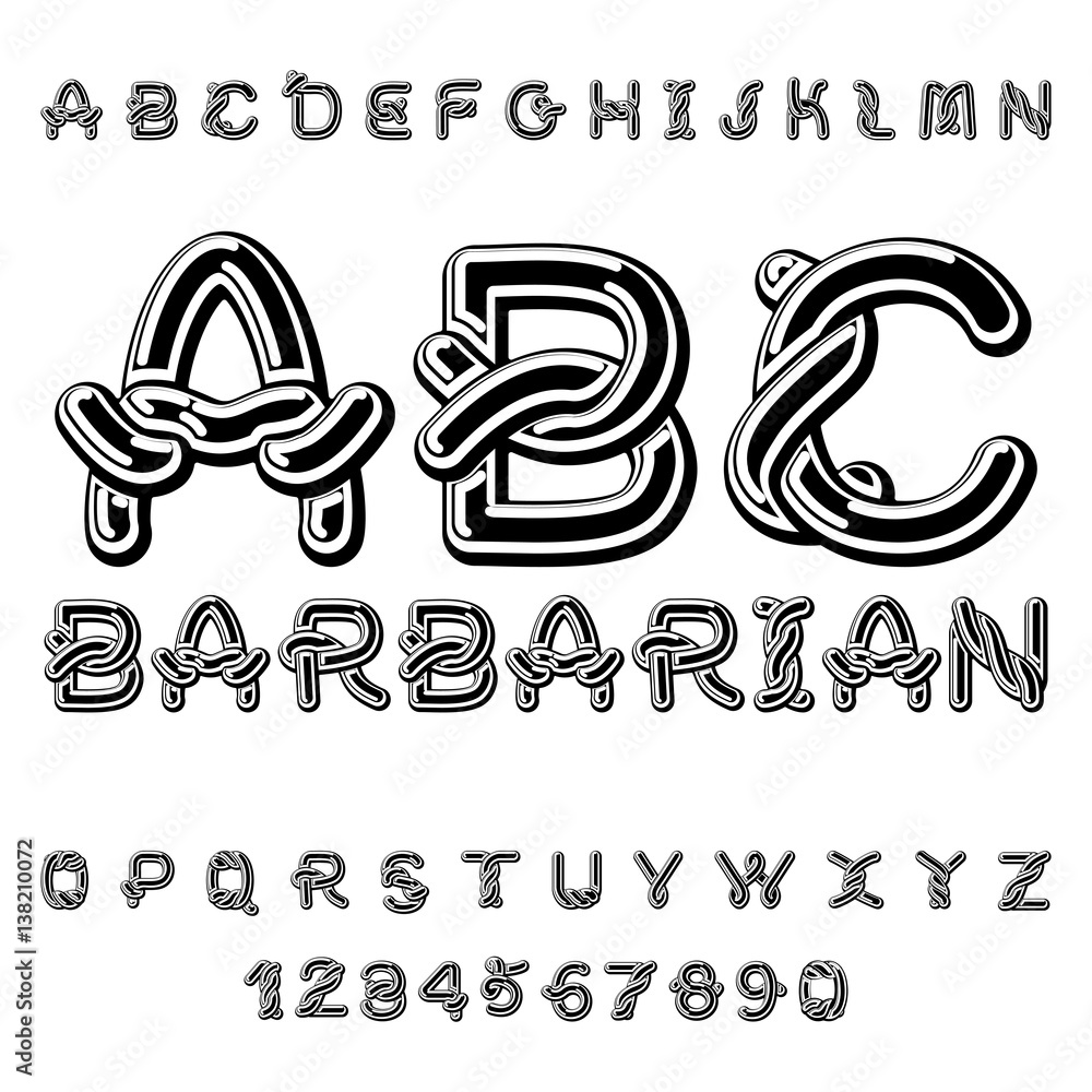 Barbarian font. norse medieval ornament Celtic ABC. Traditional ancient ...