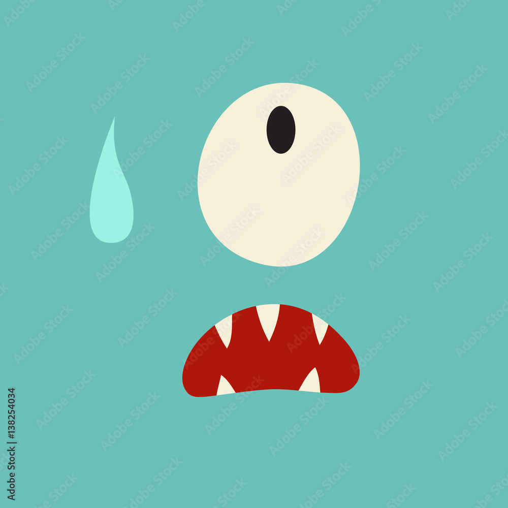 Vetor Emoji crying monster. Cute upset cyclop vector illustration ...