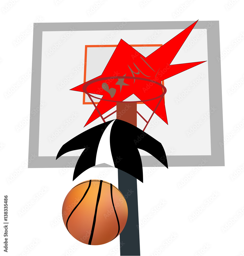 trajectory of the flight basketball ball in the basket and the exact ...