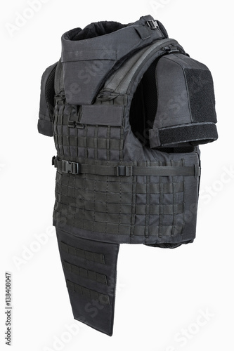 Bulletproof tactical vest, black body armor, police, protection, safety ...