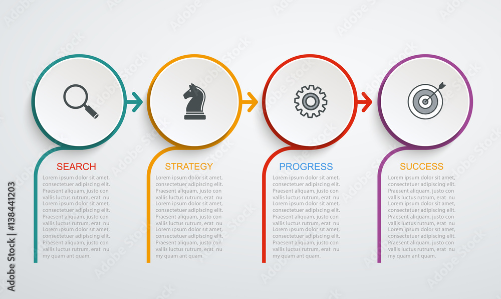 Infographic design template with 4 step structure. Business data ...