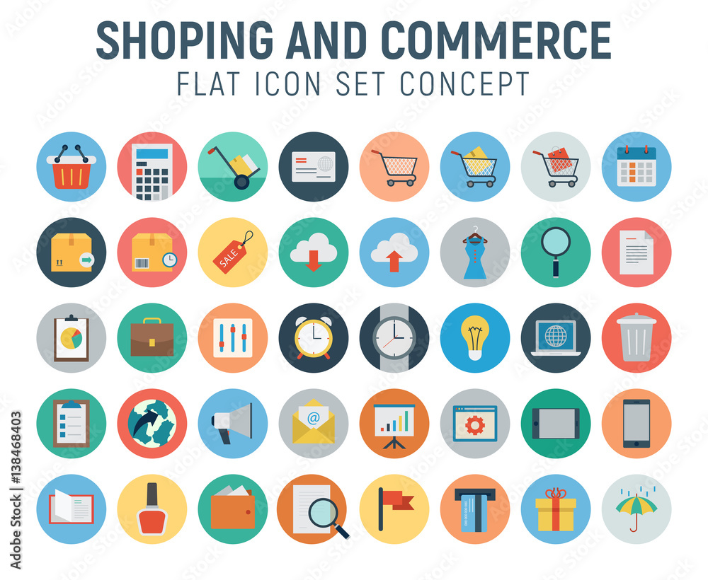 shoping and commerce flat icon concept Stock Vector | Adobe Stock