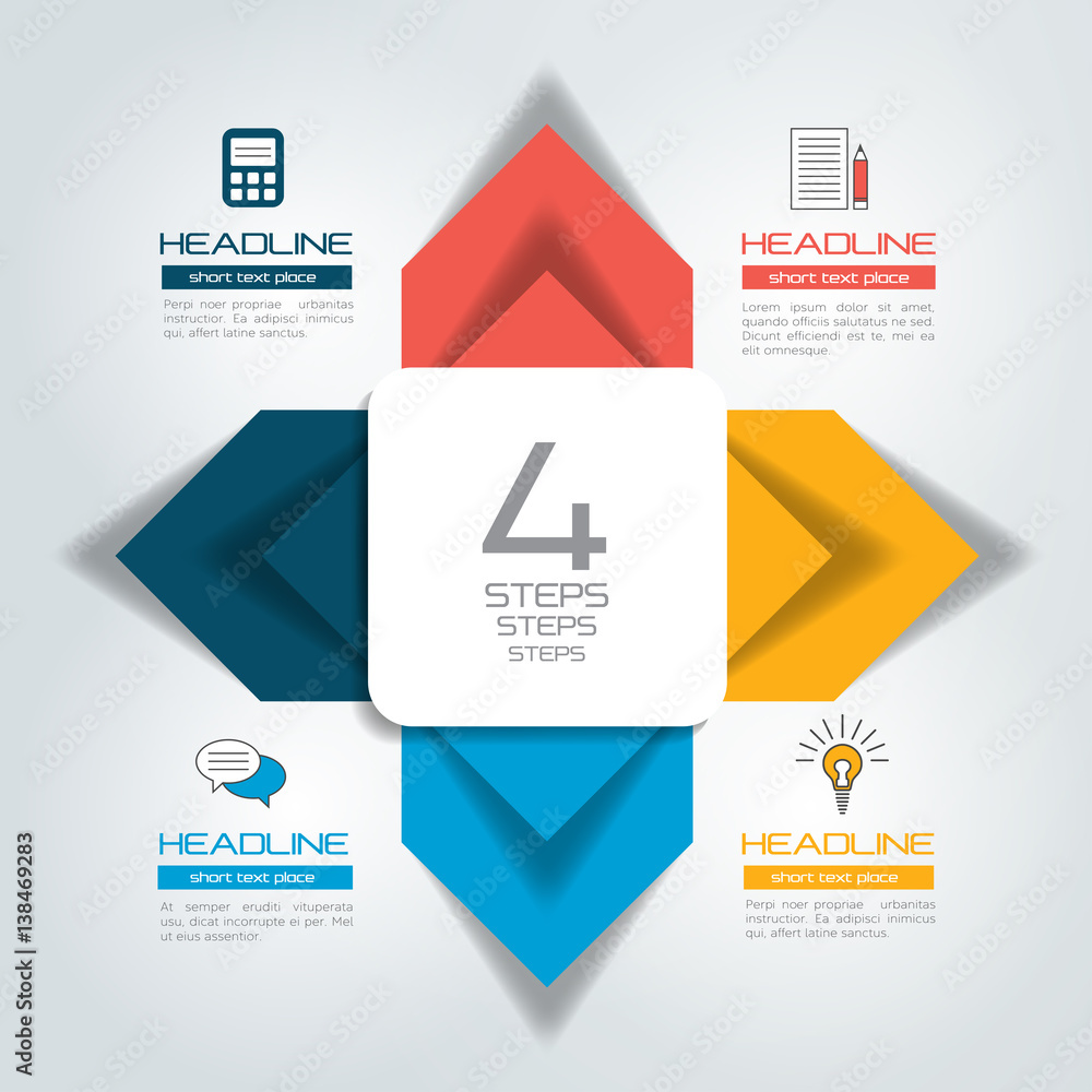 Four steps connected circle, round arrows infographic. Vector illustration. Stock Vector | Adobe ...