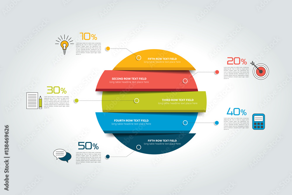 3d circle, round infographic, template, chart, scheme, diagram, table, schedule, element. Vector ...