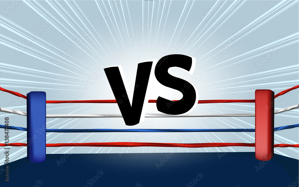 vector of boxing ring corner with comic style light blue background ...