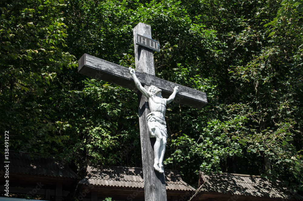 crucified Jesus Christ in the center of europe Stock Photo | Adobe Stock