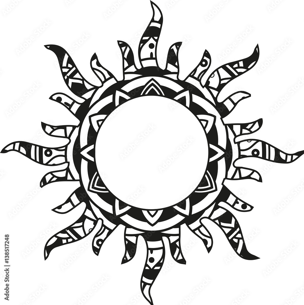 Vector illustration of a mandala sun silhouette Stock Vector | Adobe Stock