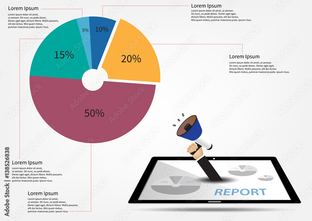 Vector de Stock Hand holding megaphone from tablet to speech - Report ...