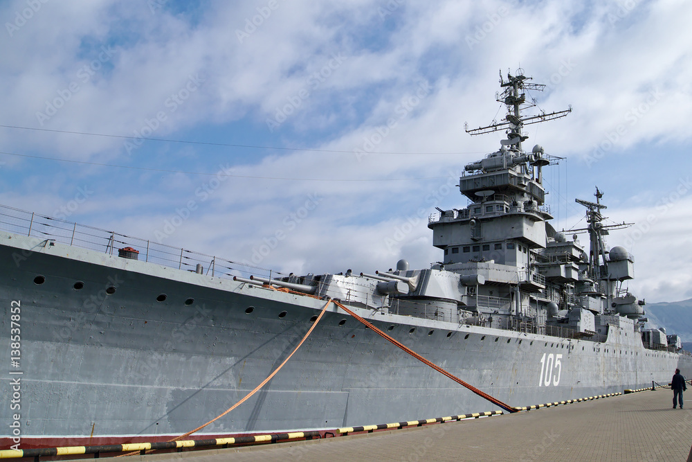 Soviet cruiser Mikhail Kutuzov in Novorossiysk, Russia. Is a last ...